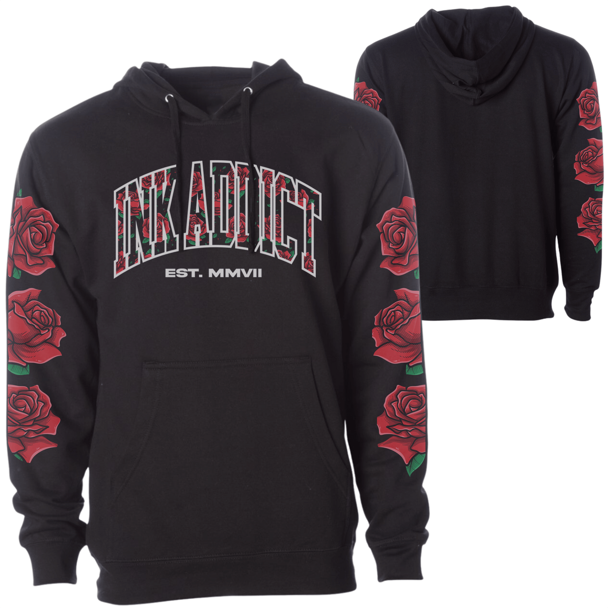 InkAddict Unisex Roses Hoodie