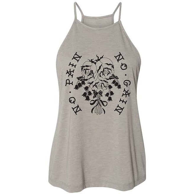 InkAddict No Pain No Gain Women's Flowy High Neck Tank Top